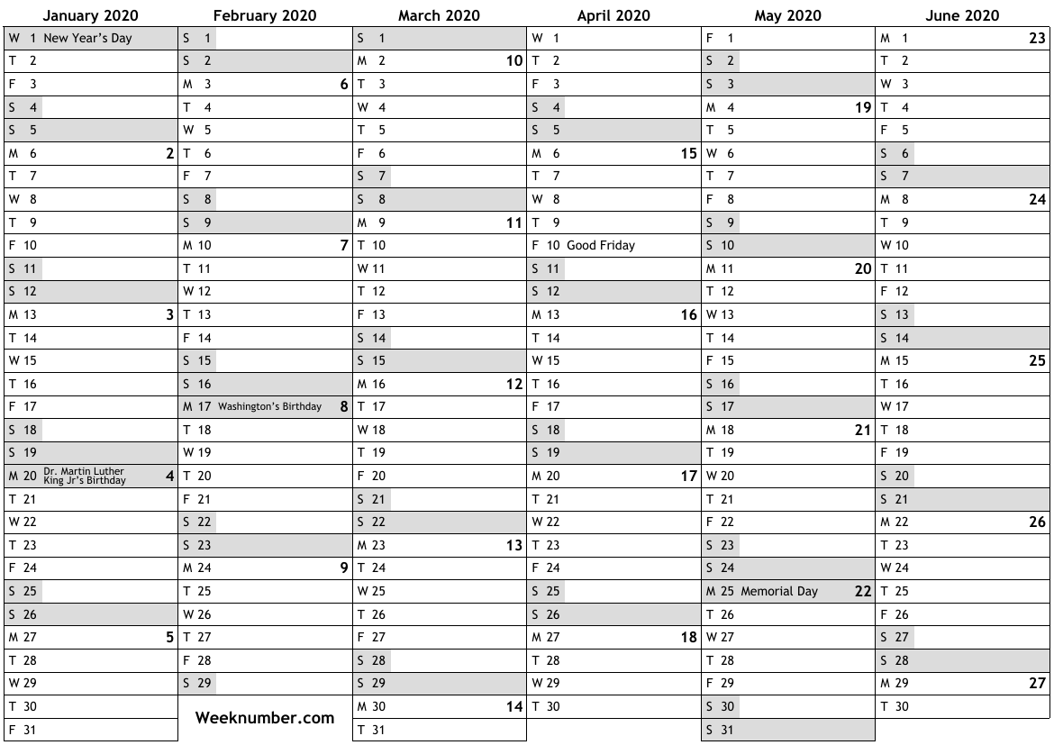 2020 calendar with week numbers and holidays for United States ...